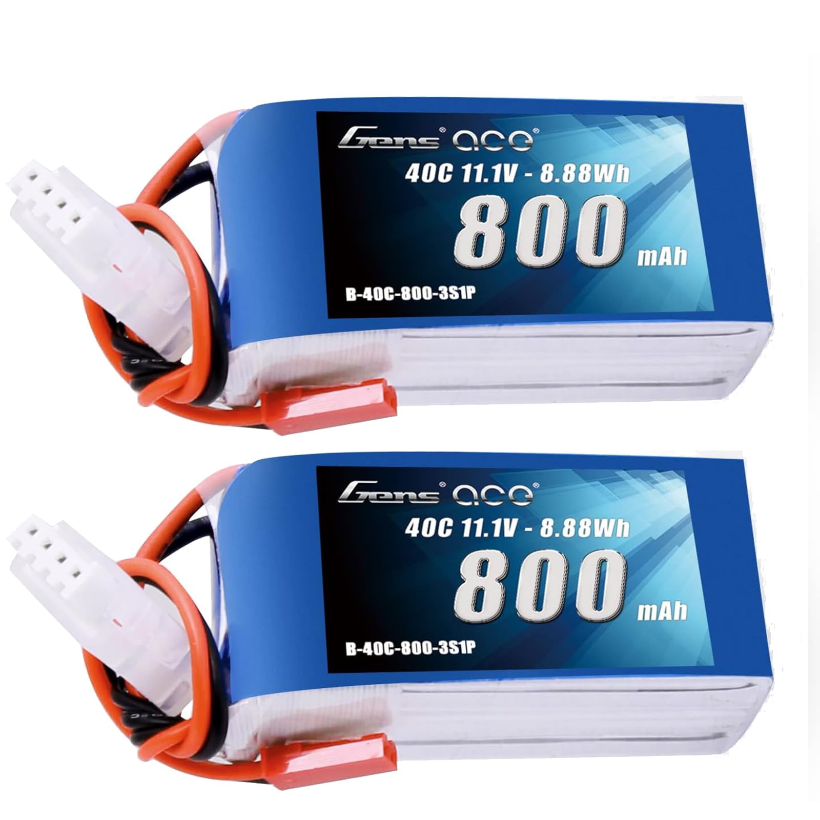 Amazon.com: Gens ace 3S 800mAh 11.1V 40C LiPo Battery Pack with JST ...