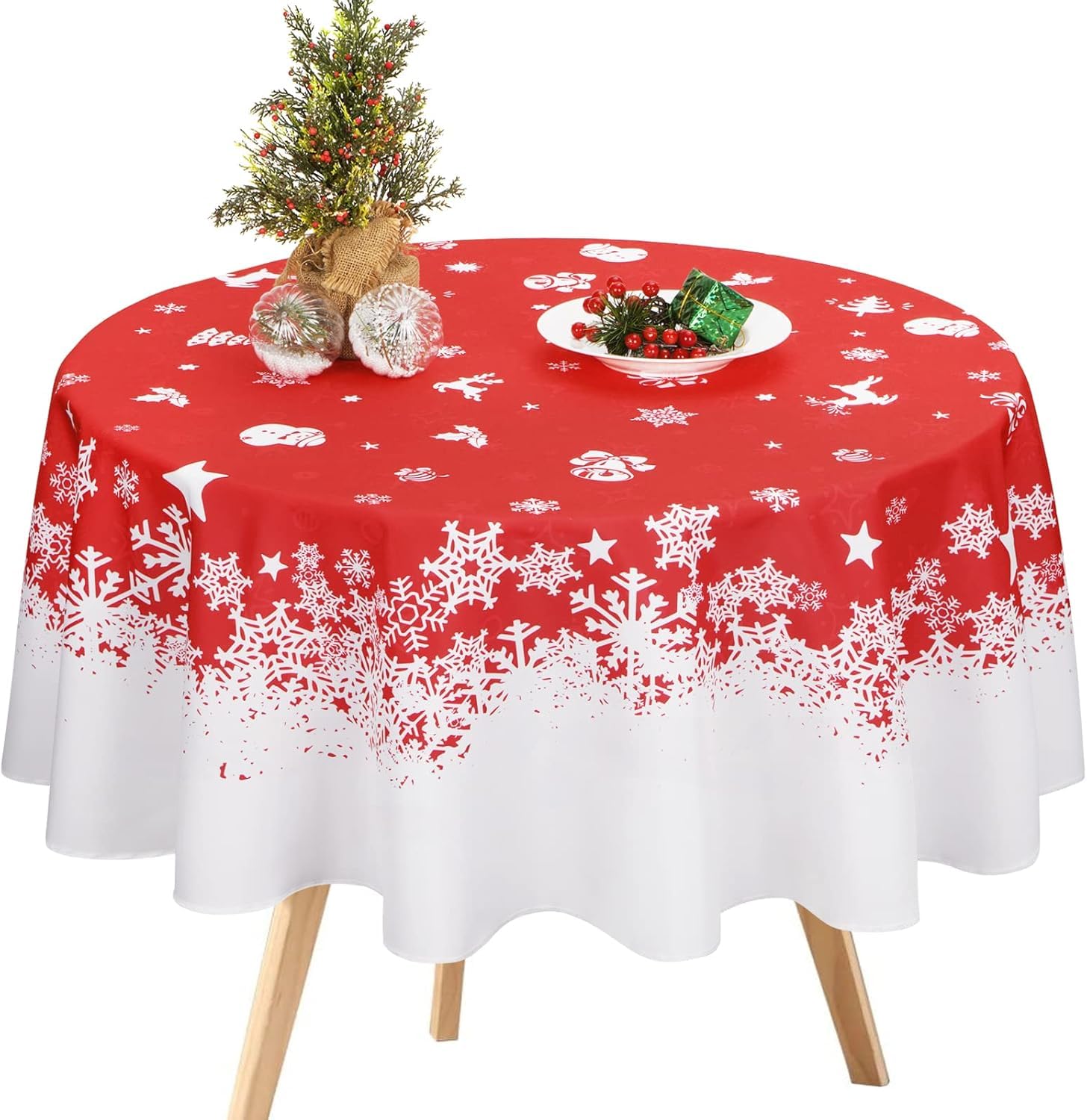 Amazon.com: Likiyol Christmas Tablecloth 60 Inch Round, Snowflake ...