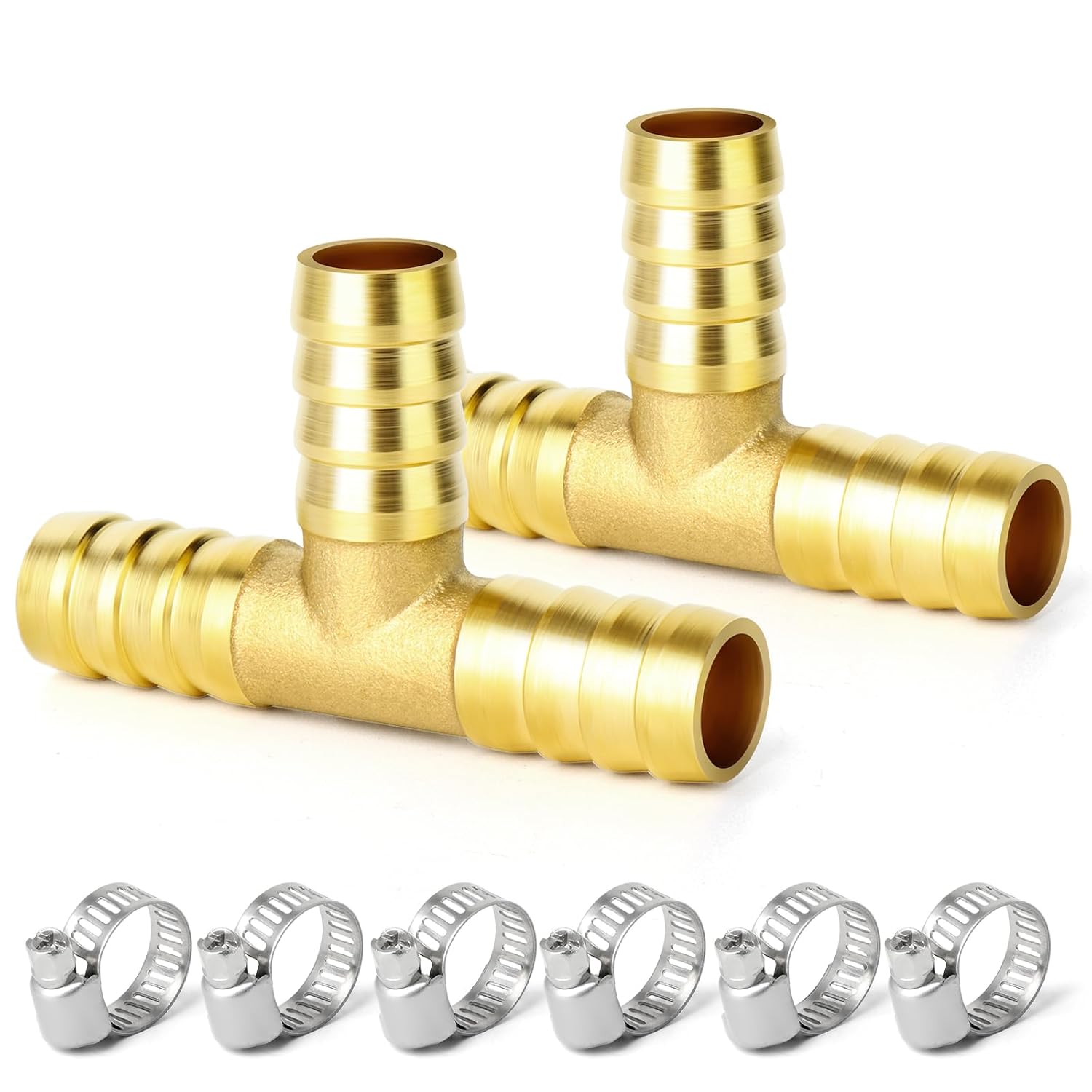 Amazon.com: GASHER 2 Pieces Brass Hose Barb Tee, 3-Way Tee Hose Fitting ...