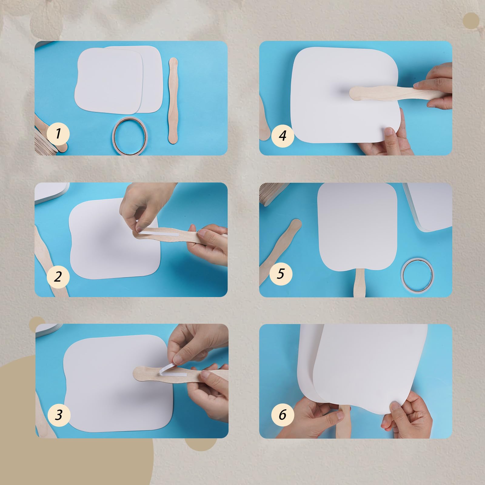 Wedding Program Fans 50 Set DIY Wedding Church Fans - Wavy Wooden ...