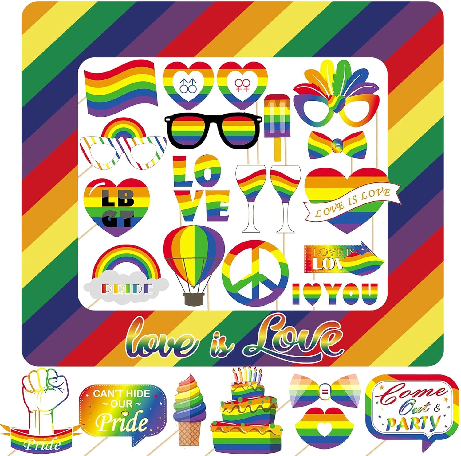 Amazon.com: 27Pcs Giant Gay Pride Inflatable Selfie Photo Frame & Photo ...