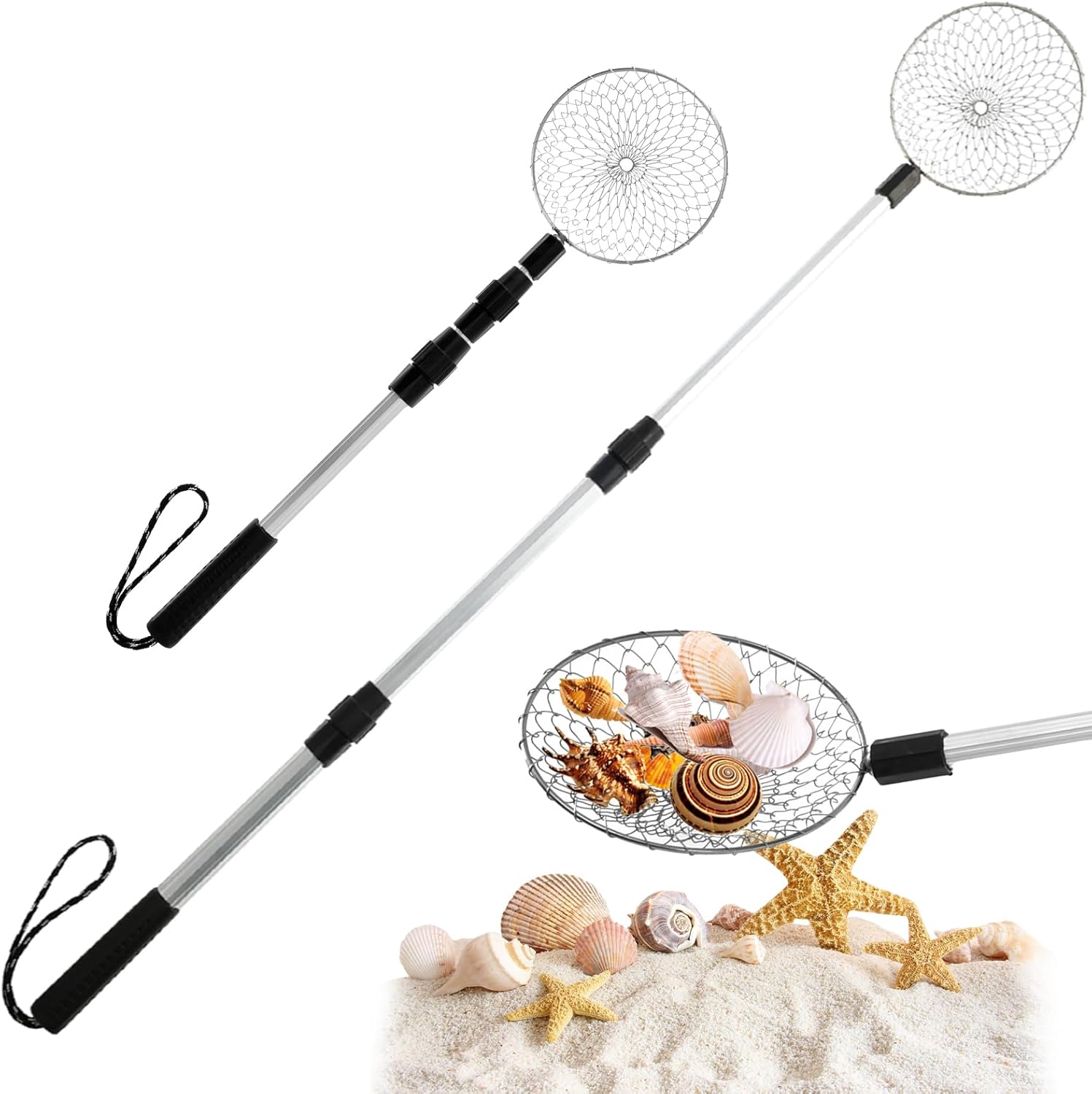 Amazon.com: 2 Pcs Beach Sand Sifter Telescopic Shell Scooper Sifter ...