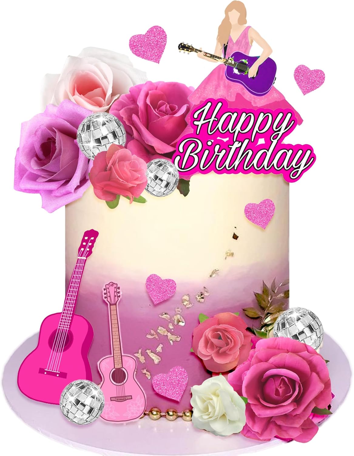 Amazon.com: 18 PCS Music Cake Toppers Pink Girl Birthday Cake Topper ...