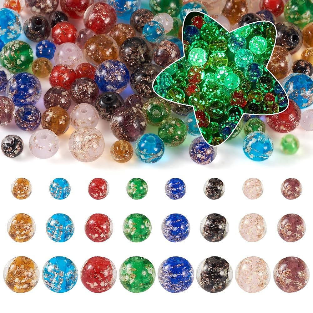 Amazon.com: 96pcs Luminous Crystal Beads Glow in The Dark Gold Sand ...