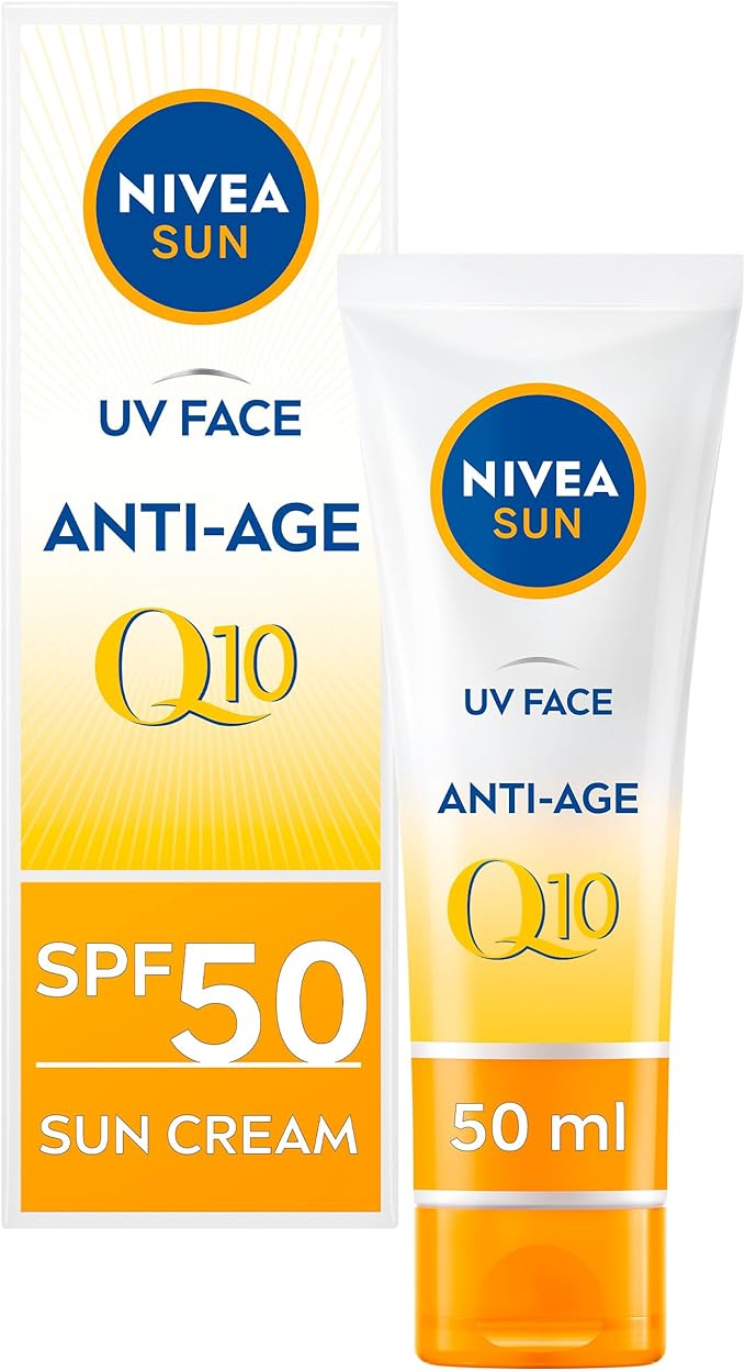 NIVEA Sun UV Face Anti-Age SPF 50 (50ml), Q10 Protects Against UVA/UVB ...