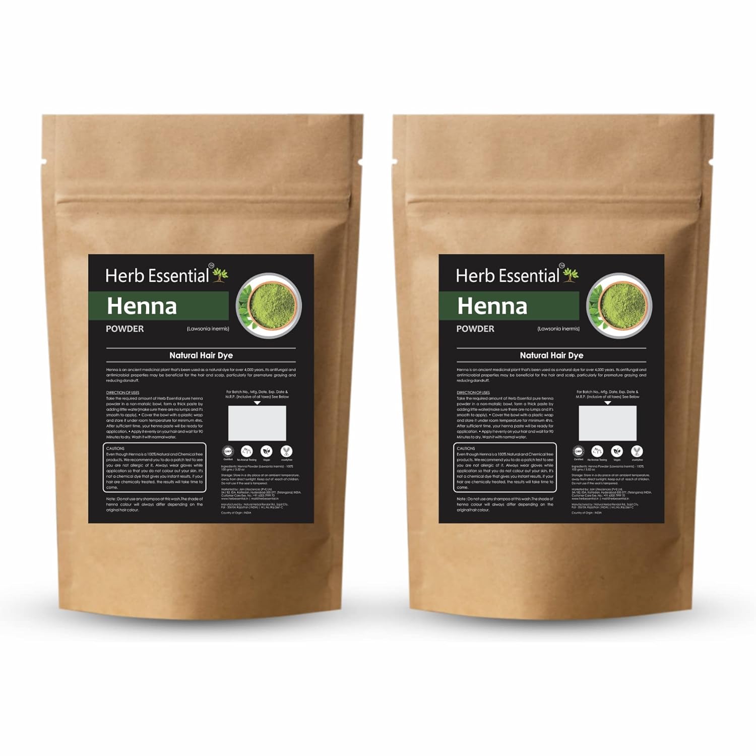 Buy Herb Essential Henna Powder |100% Organic Natural Henna Powder For ...