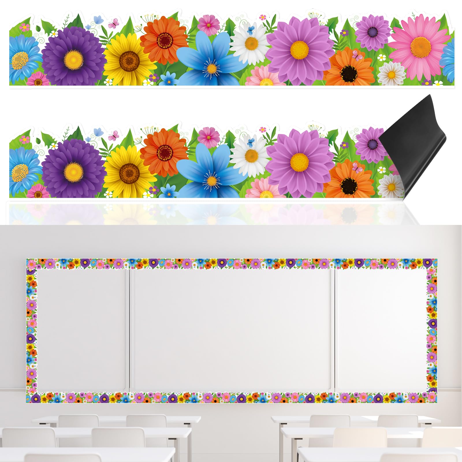 Snapklik.com : 24 Pcs Wildflower Magnetic Bulletin Board Borders For ...