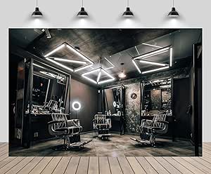 Amazon.com : CHNYWORK 9ftx6ft Modern Stylish Barber Shop Backdrop ...