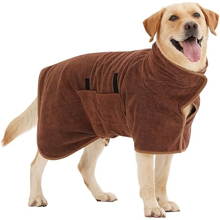 HezzLuv Super Absorbent Pet Bathrobe, Microfiber Dog Drying Coat Dog ...