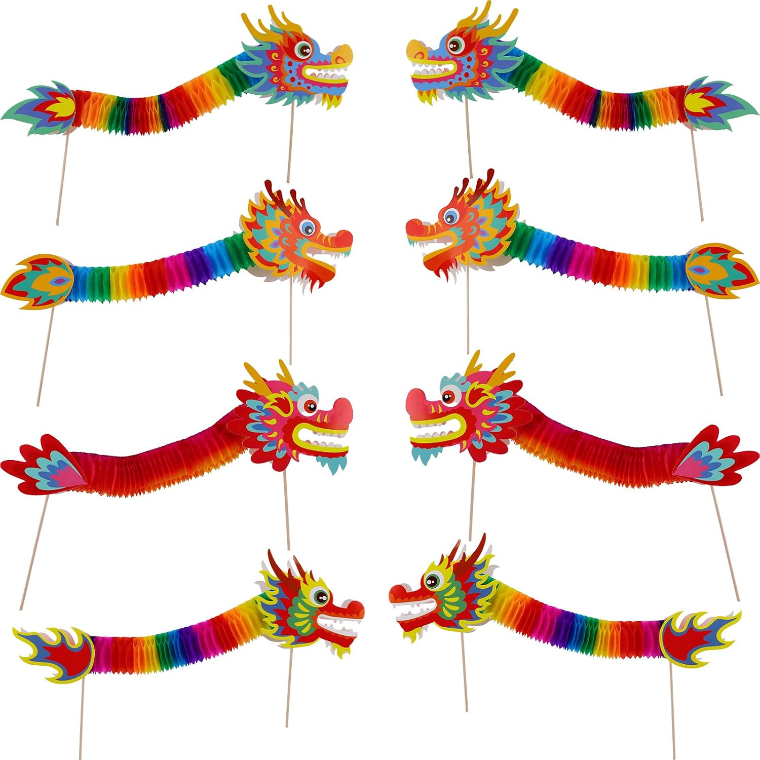 Amazon.com: 8 Pcs Chinese New Year Paper Dragon Decorations 3D DIY ...