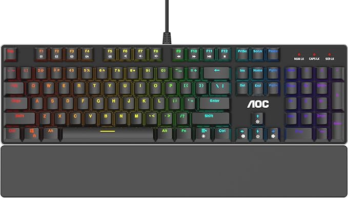 Amazon.com: AOC Gaming Full RGB Mechanical Keyboard, 104-Key Outemu ...