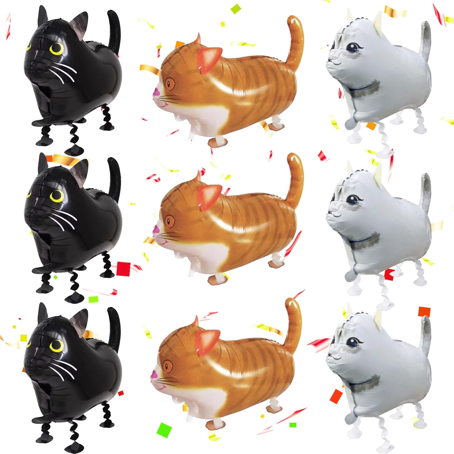 Amazon.com: 9 Pieces Walking Cat Balloons Walking Animals Foil Balloons ...