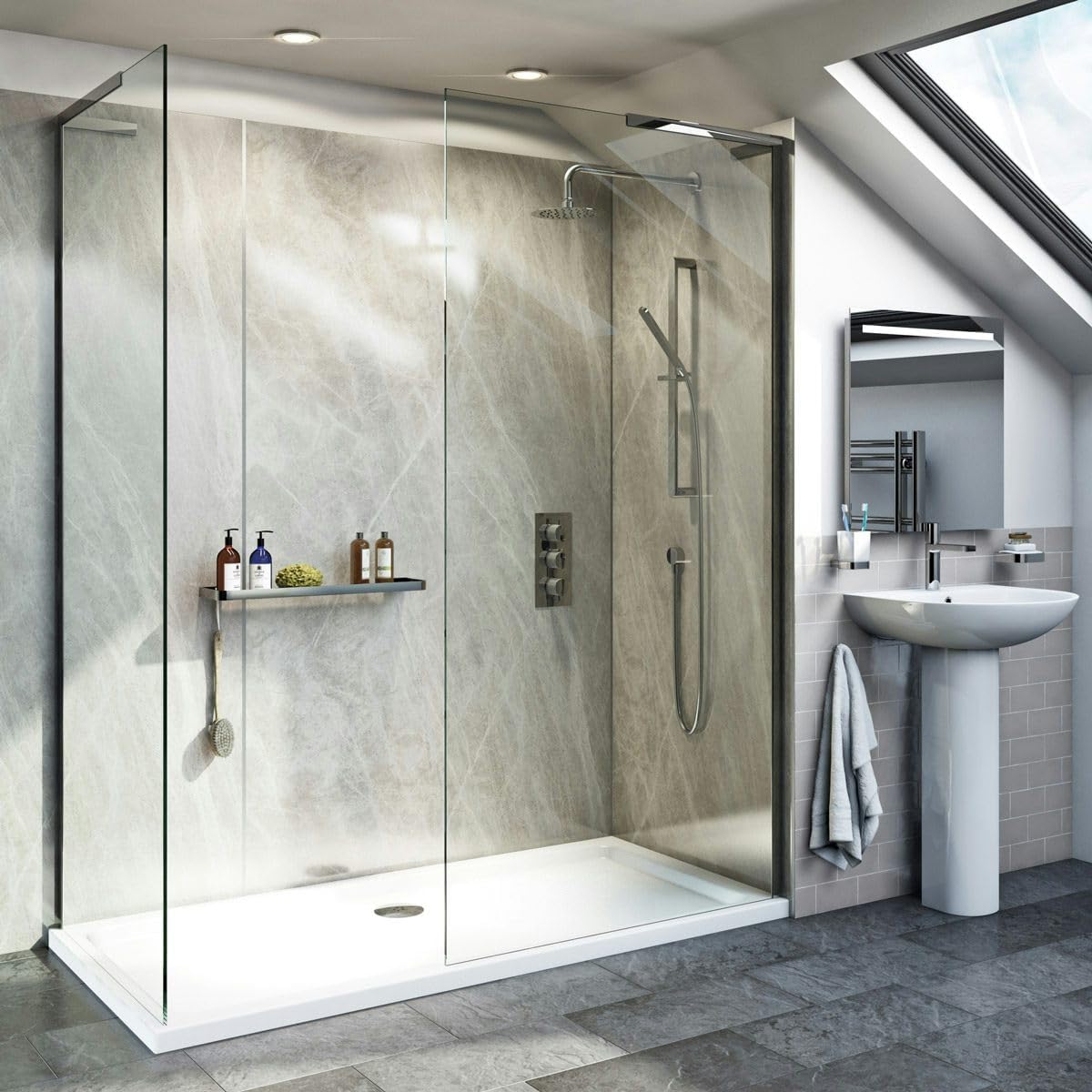 Mode 8mm Walk in Shower Enclosure Pack with Stone Shower Tray 1200 x ...