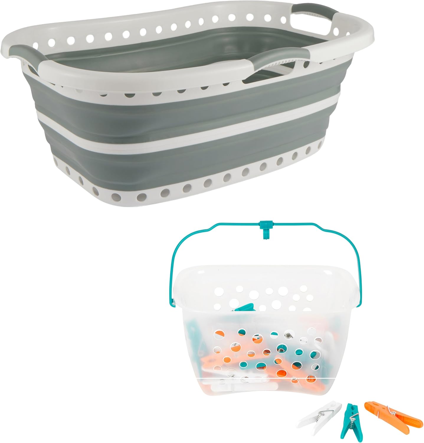 Beldray COMBO-8892 Laundry Basket and Clothespin Set - Collapsible ...