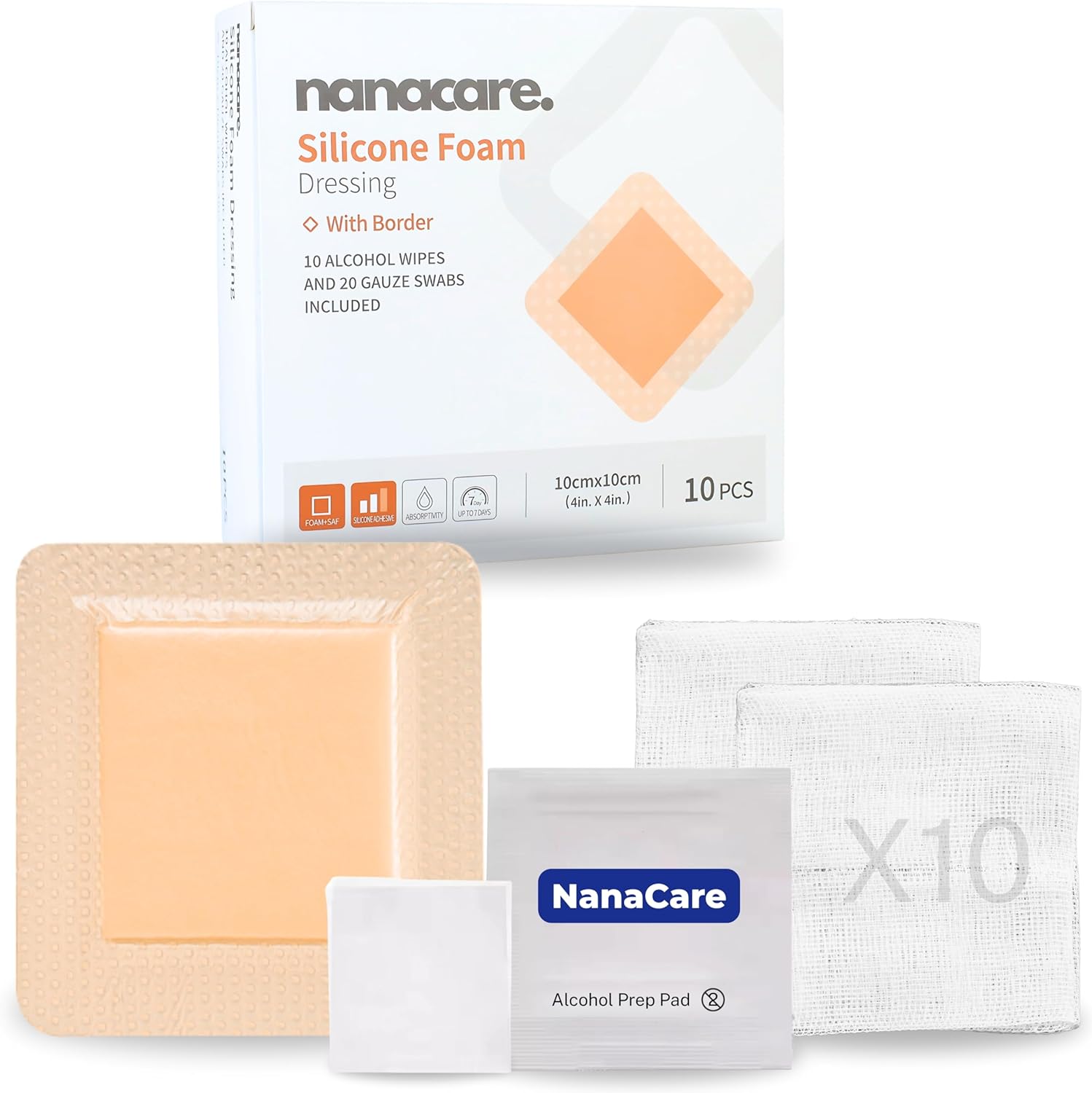 Amazon.com: 10pc Silicone Foam Dressing Kit 4x4 – Waterproof ...