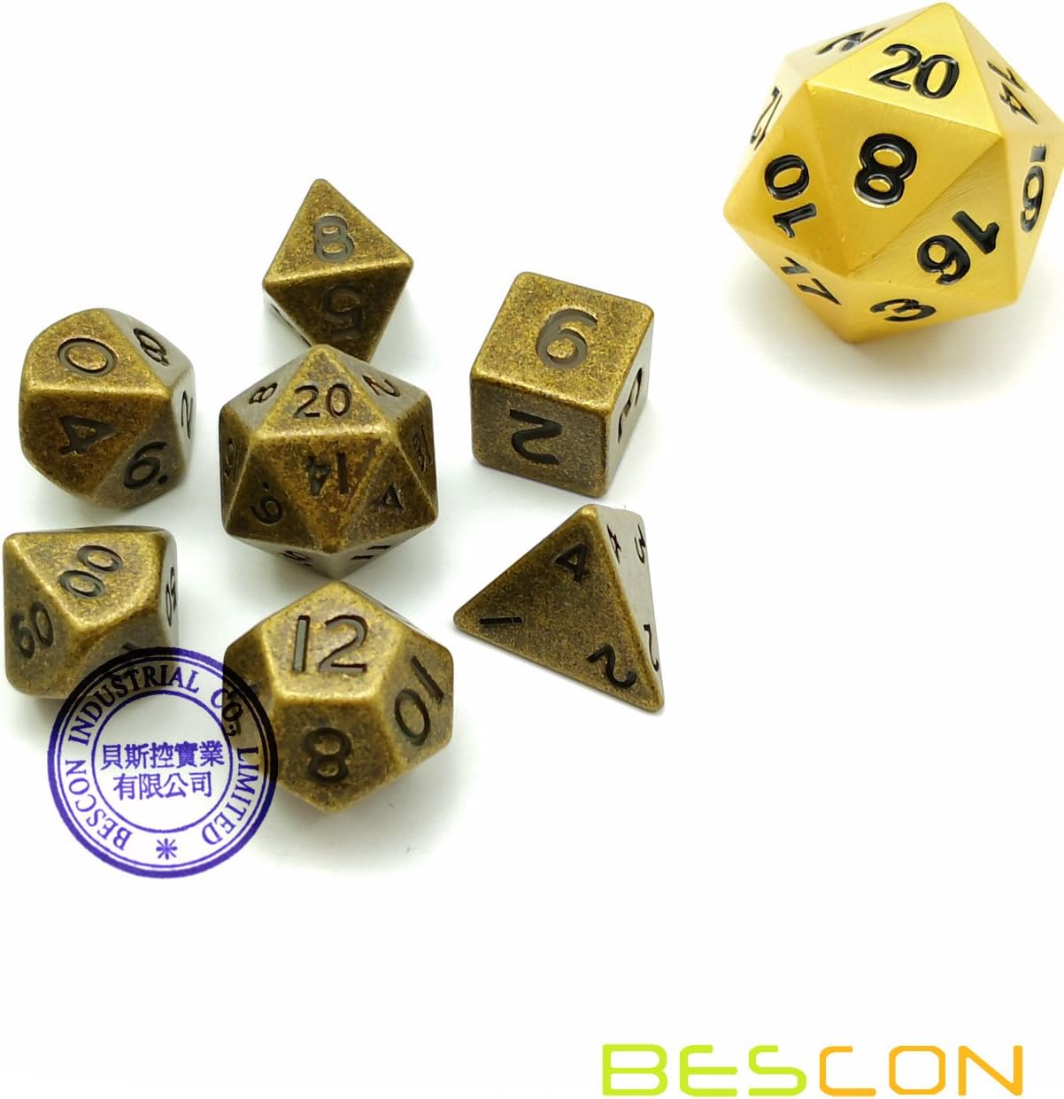 Amazon.com: Bescon 10MM Mini Solid Metal Dice Set Ancient Brass, Mini ...