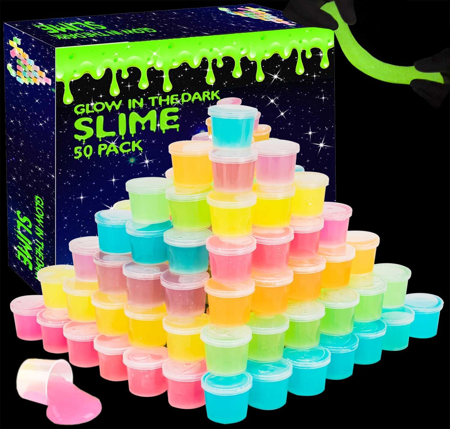 Amazon.com: Glow in The Dark Party Favor Slime, Jumbo 50 Pack Galaxy ...