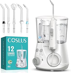 COSLUS Water Tooth Flossers for Teeth: 12 Pressure Settings Electric ...
