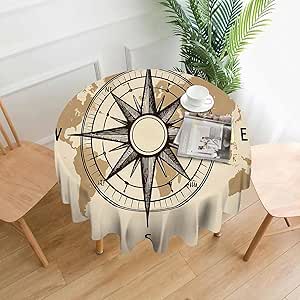 Amazon.com: AnBuPan Compass Old World Map Tablecloth for Round Table ...