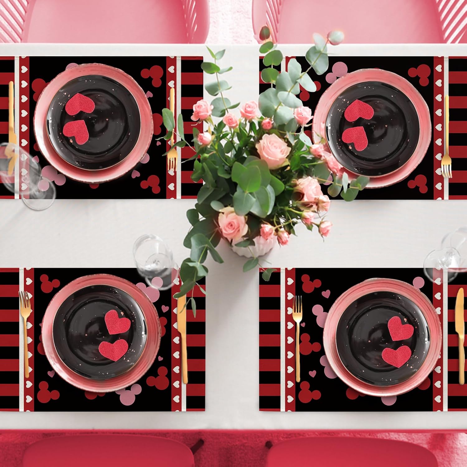 Seliem Juego de 4 manteles individuales para el día de San Valentín ...