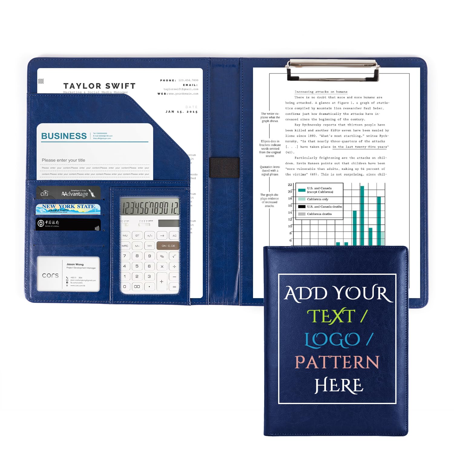 Amazon.com : Personalized Padfolio Clipboard Folder | Custom Leather ...