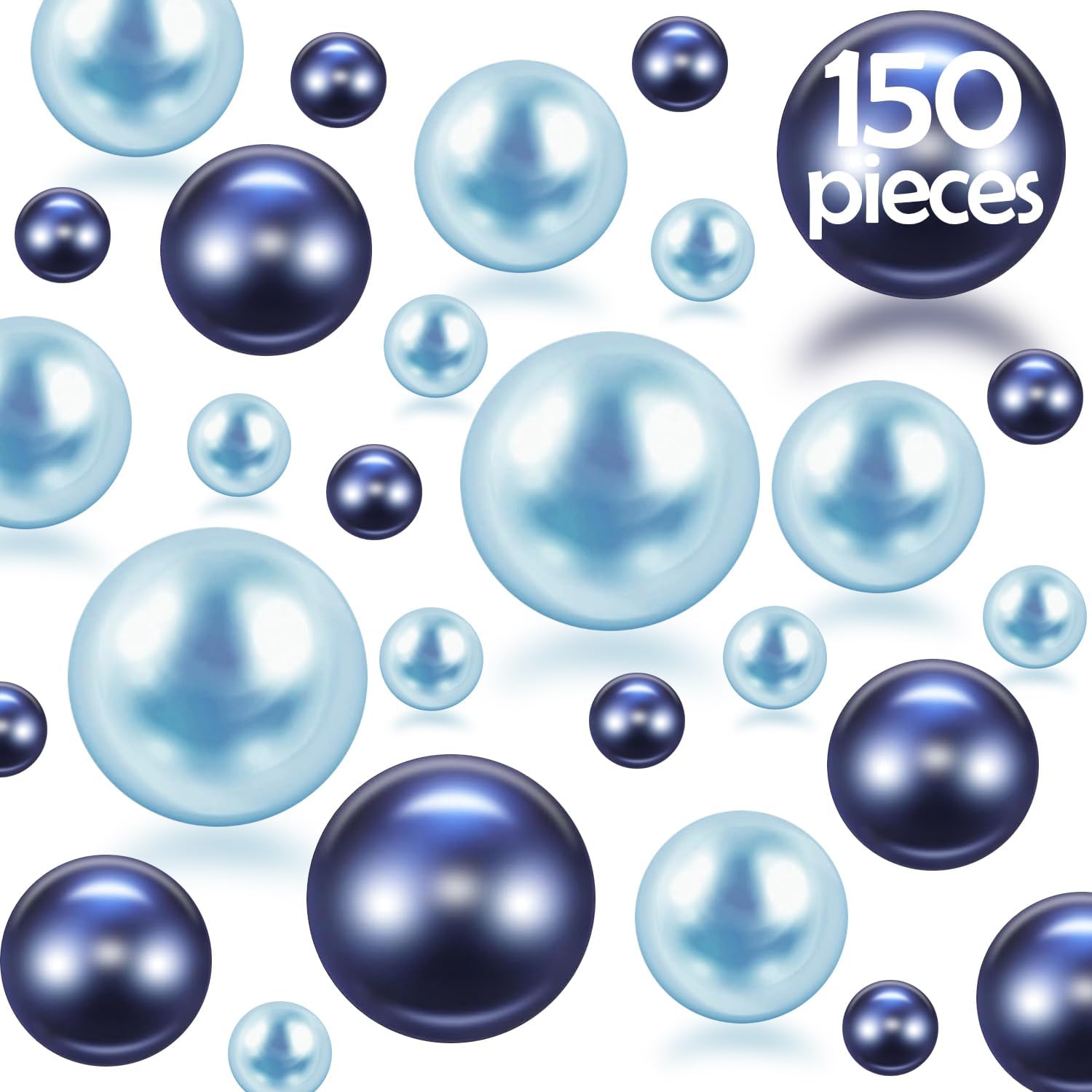 Amazon.com: Cusmation 150 Pcs Navy&Light Blue Faux Pearls and 800Pcs ...