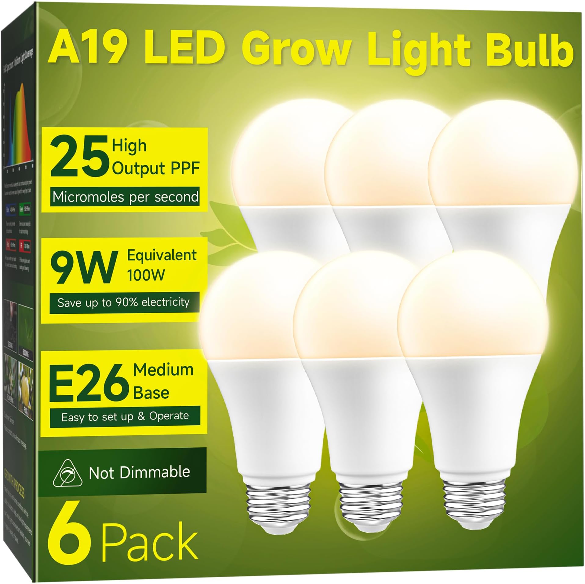 Amazon.com: UNILAMPRO Grow Light Bulbs, Full Spectrum Light Bulb, A19 ...