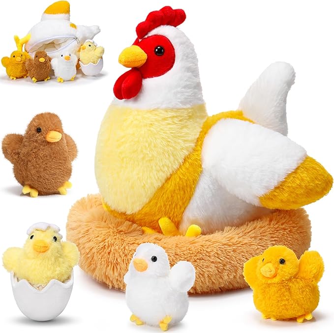 Amazon.com: Skylety 6 Pcs Chicken Stuffed Animal with Baby Chicks ...