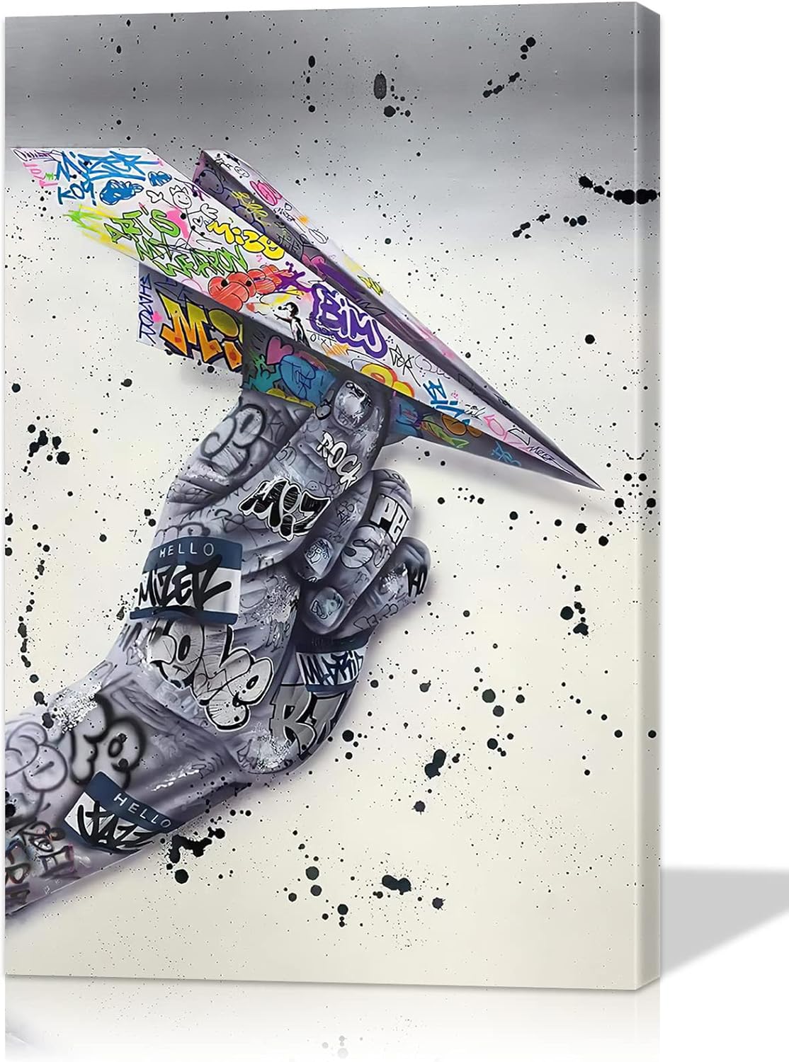 Amazon.com: Graffiti Wall Art Paper Airplane Pop Art Canvas - Colorful ...