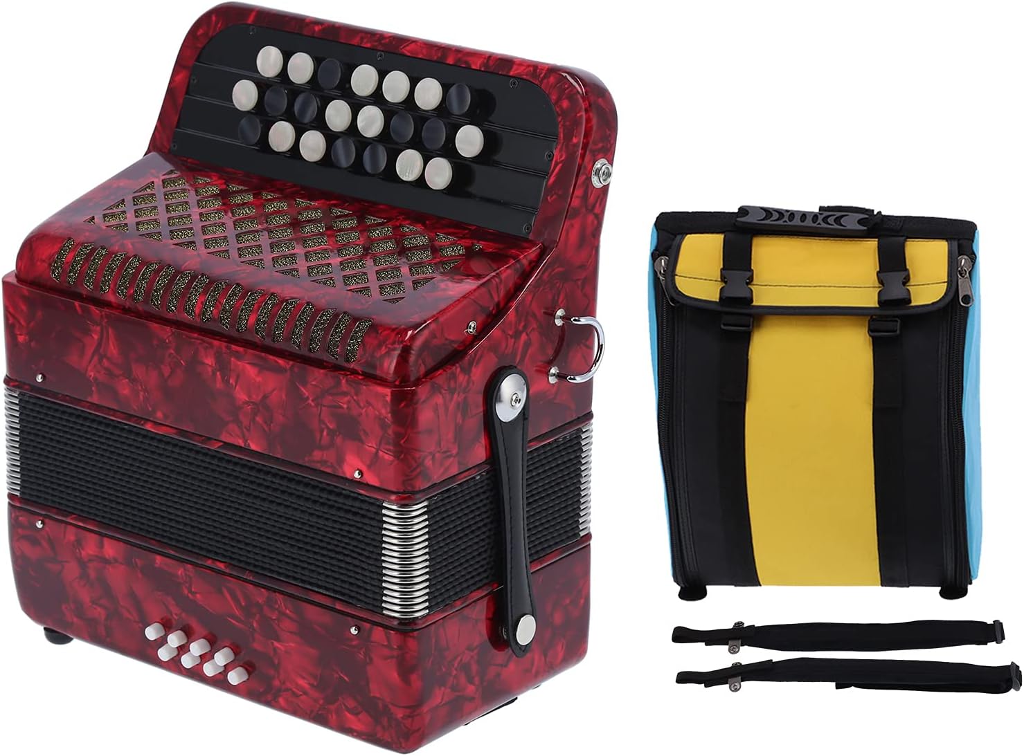 Accordion, 22 Key 8 Bass Button Accordion With Bag, Beginner Adult ...