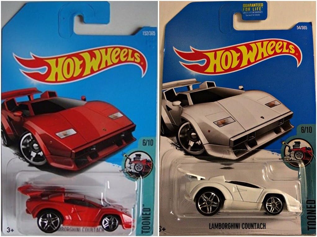 Hot Wheels Lamborghini Countach Red 152/365 and Lamborghini Countach ...