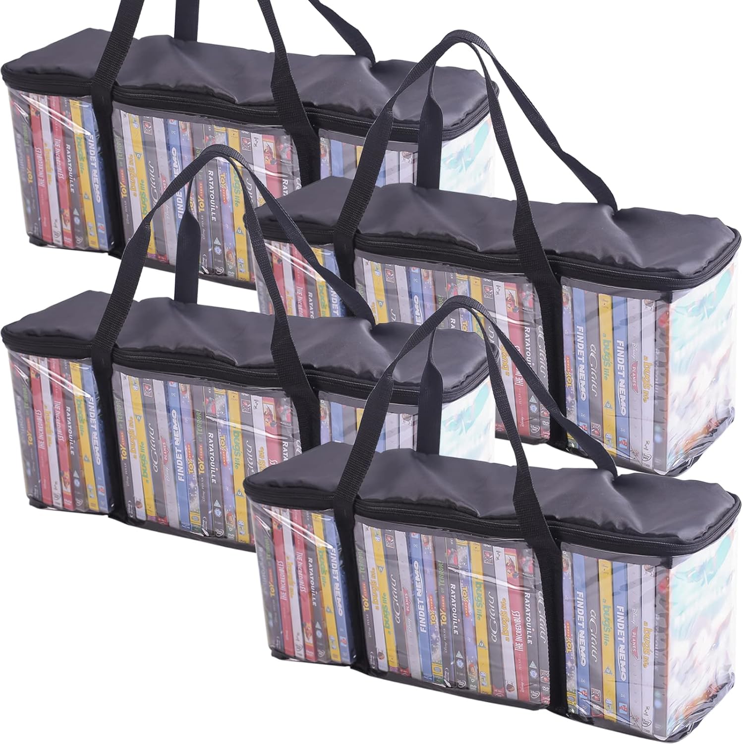BBX-G Portable DVD Storage Collection Bag/Clear Black Each Holds 40 DVD ...
