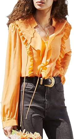 COLD POSH Blouse for Women Long Sleeve Silk Blouse Button Down Shirt ...