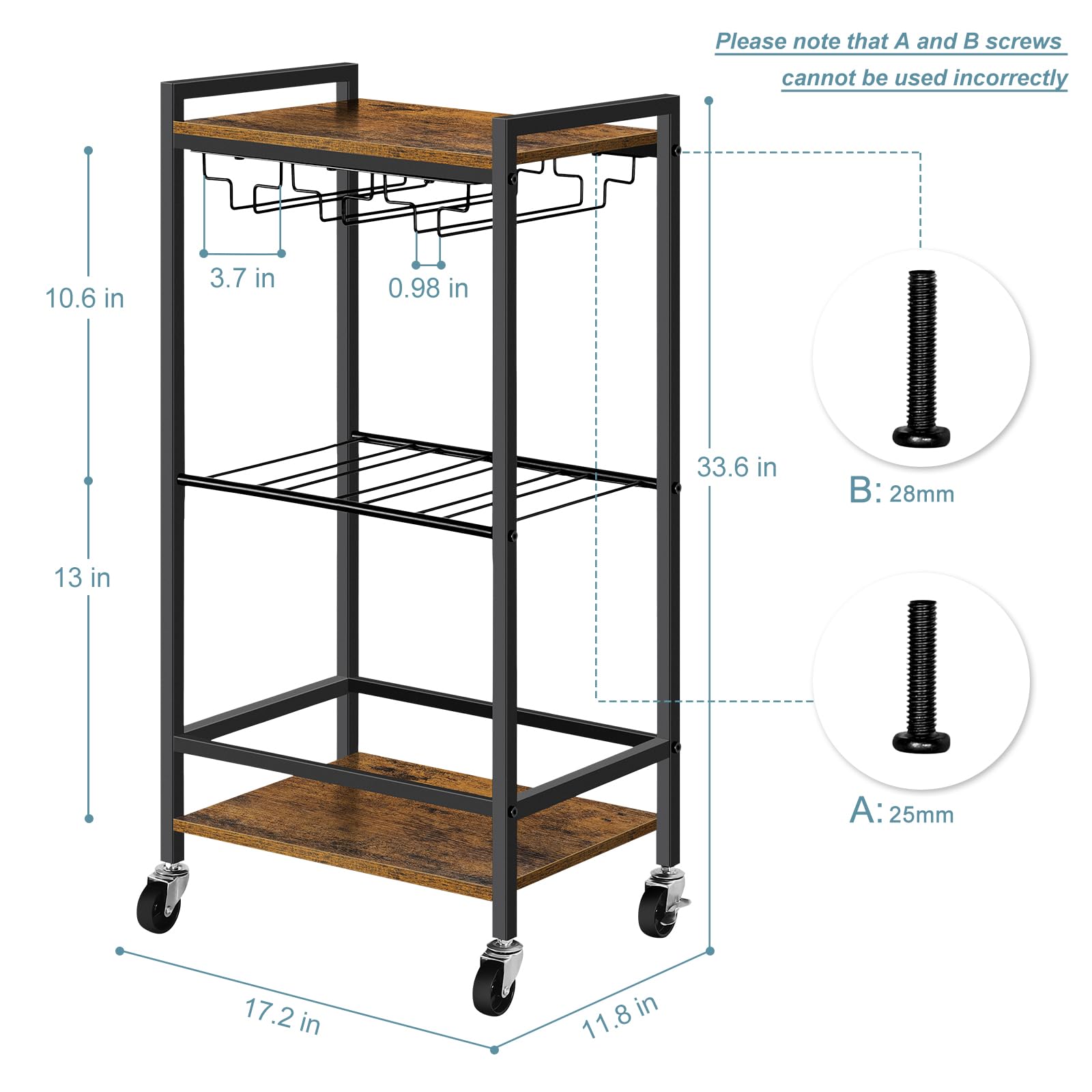 Snapklik.com : Small Bart Cart 3 Tier Mini Serving Cart