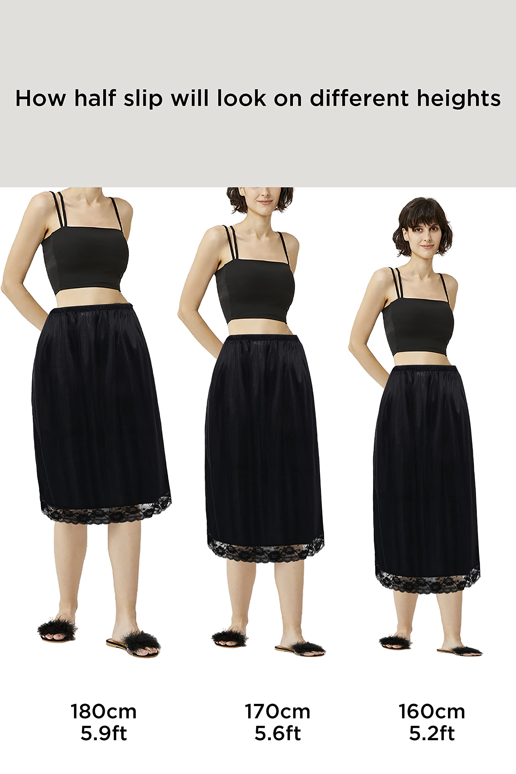 Snapklik.com : Half Slips For Under Dresses - 24" Black White Womens ...
