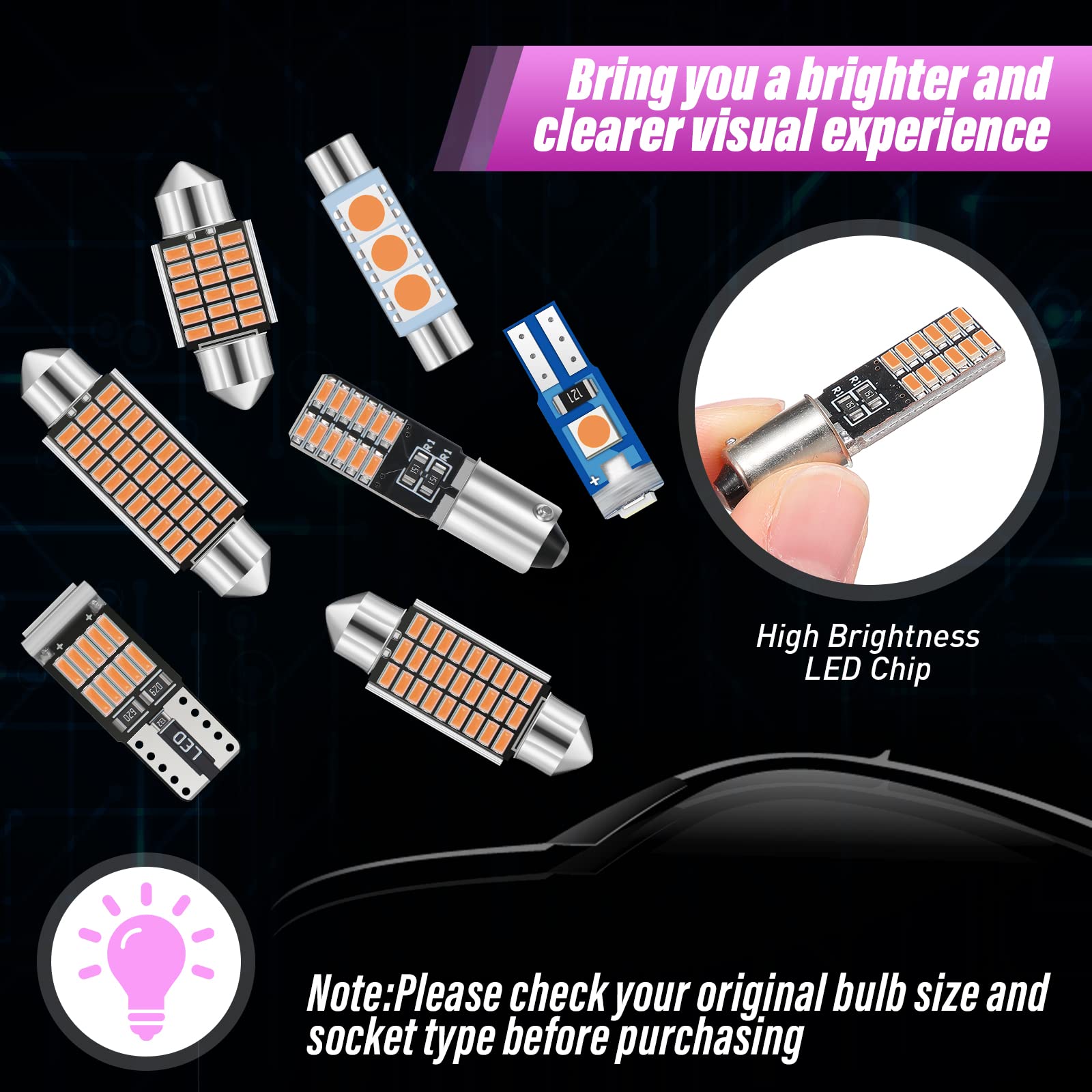 Snapklik.com : Tallew 42 Pieces Interior Car LED Dome Interior Light 28 ...