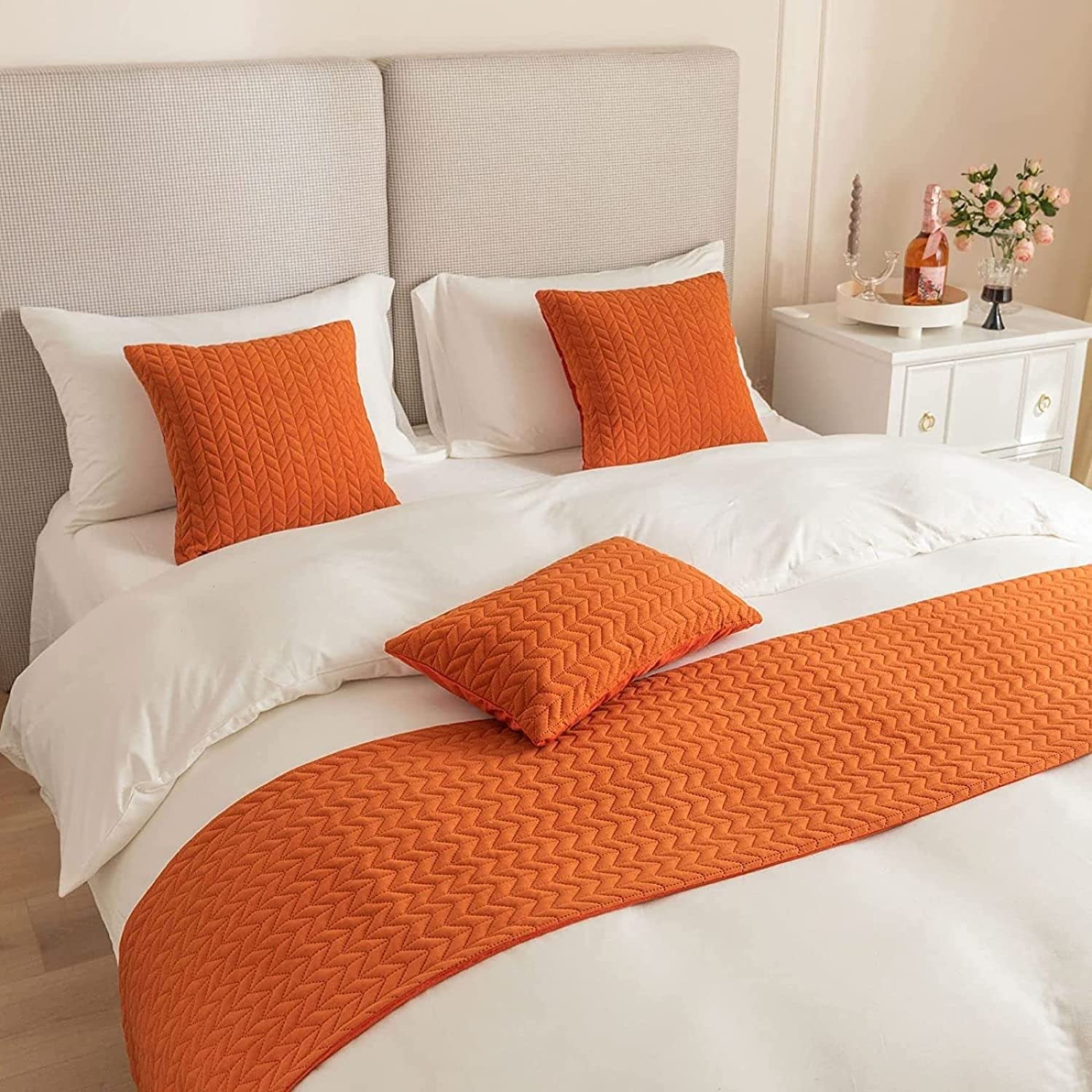 Amazon.com: Tophacker Hotel Bed Runners for King Size Bed Bedspreads ...