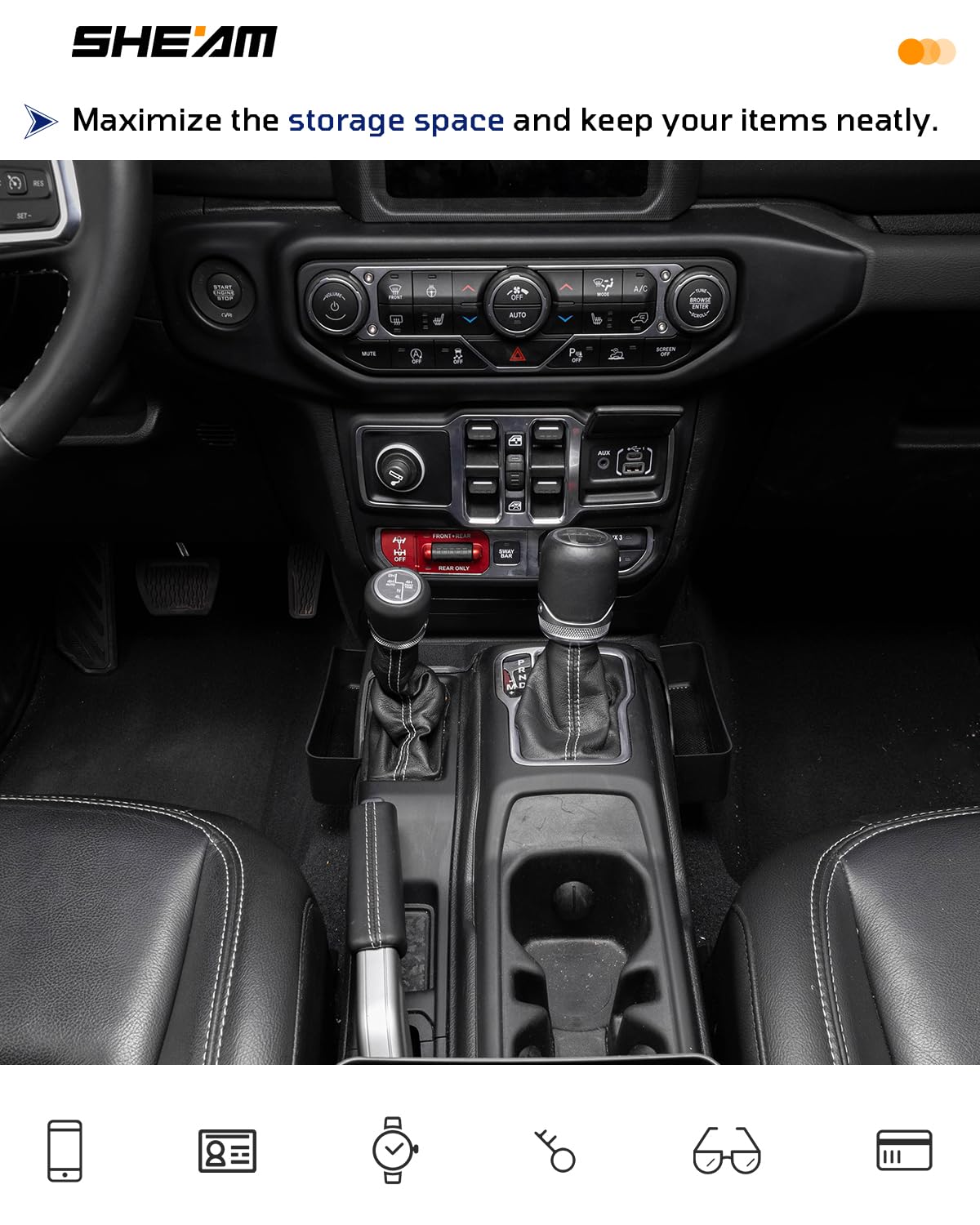 Snapklik.com : SHEAM Upgrade Gear Shift Side Organizer Tray, Shifter ...