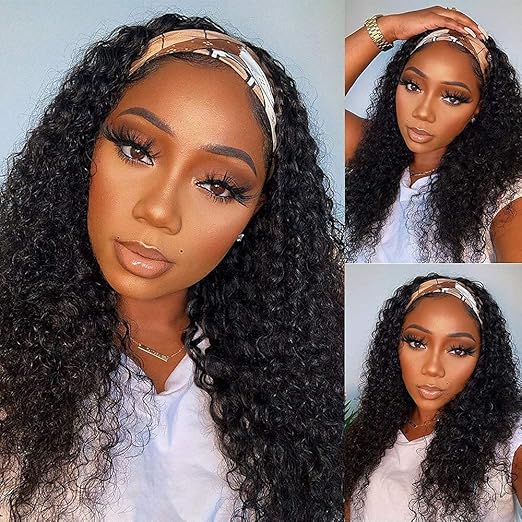 WENYAN Deep Wave Headband Wig Human Hair Wigs for Women Human Hair ...