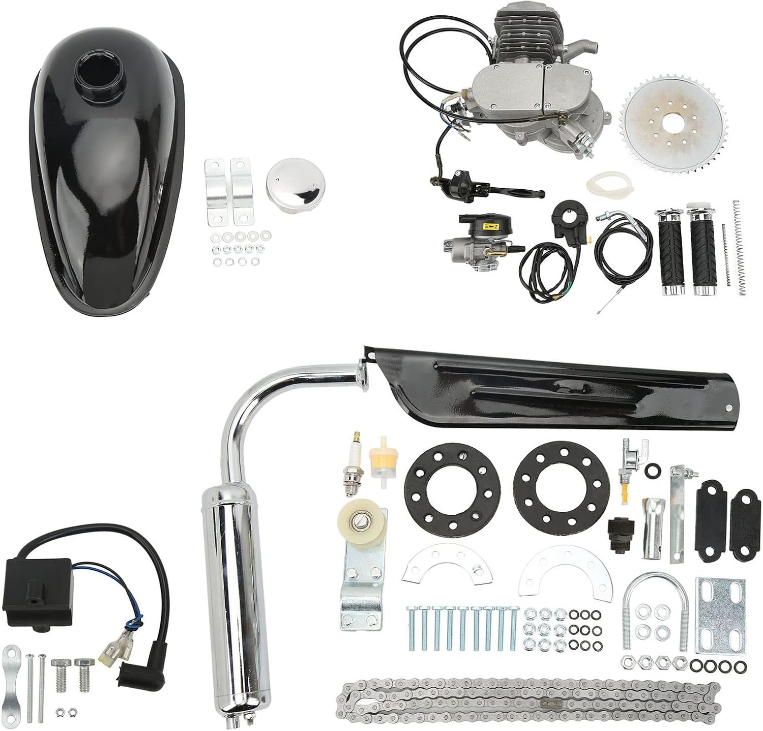 2 Stroke Motorized Bike Engine Motor Kit with 4L Fuel Tank for Long ...