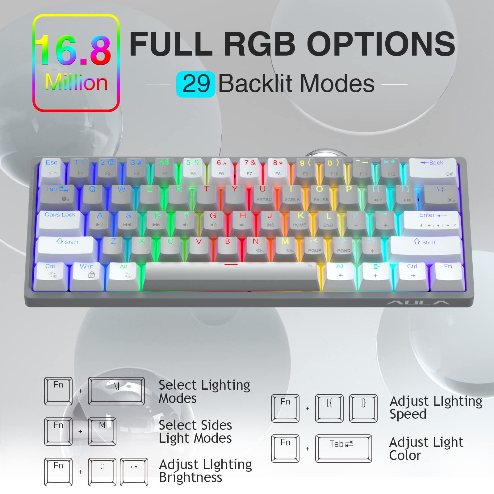 Snapklik.com : AULA 60 Percent Mechanical Gaming Keyboard Mini, 29 RGB ...