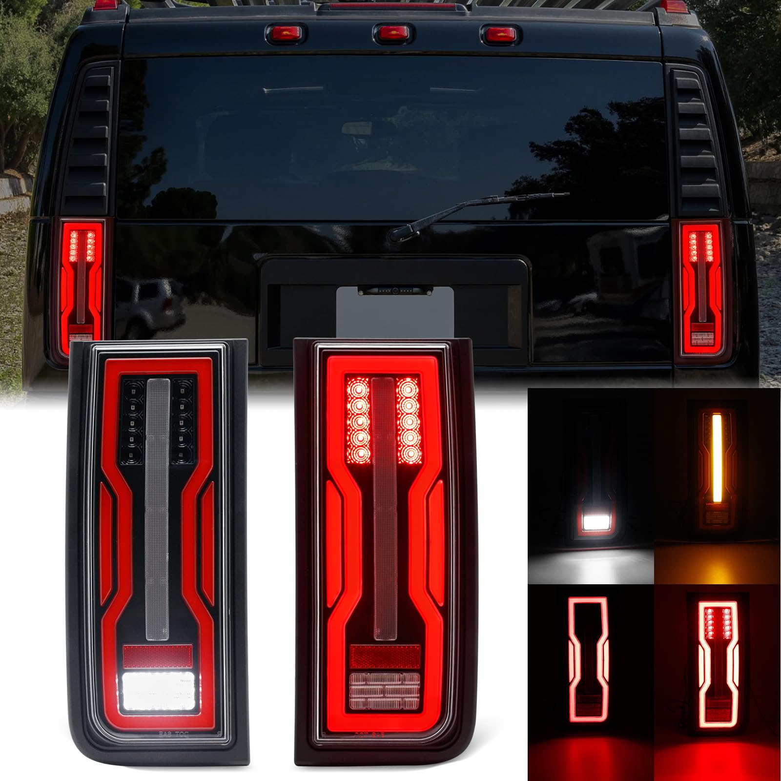 LED Tail Light Assembly Compatible with H2 SUV 2003-2009, 5-in-1 ...