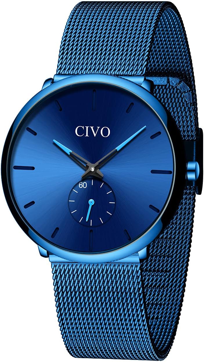 CIVO Mens Watches Stainless Steel: Silver Analogue Date Wrist Watch for ...