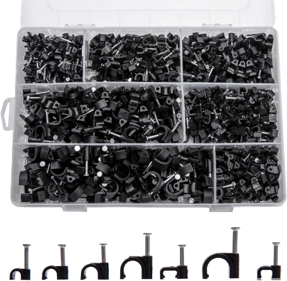 Amazon.com: TENINYU 200 Pack Nail In Cable Clips Cable Management ...
