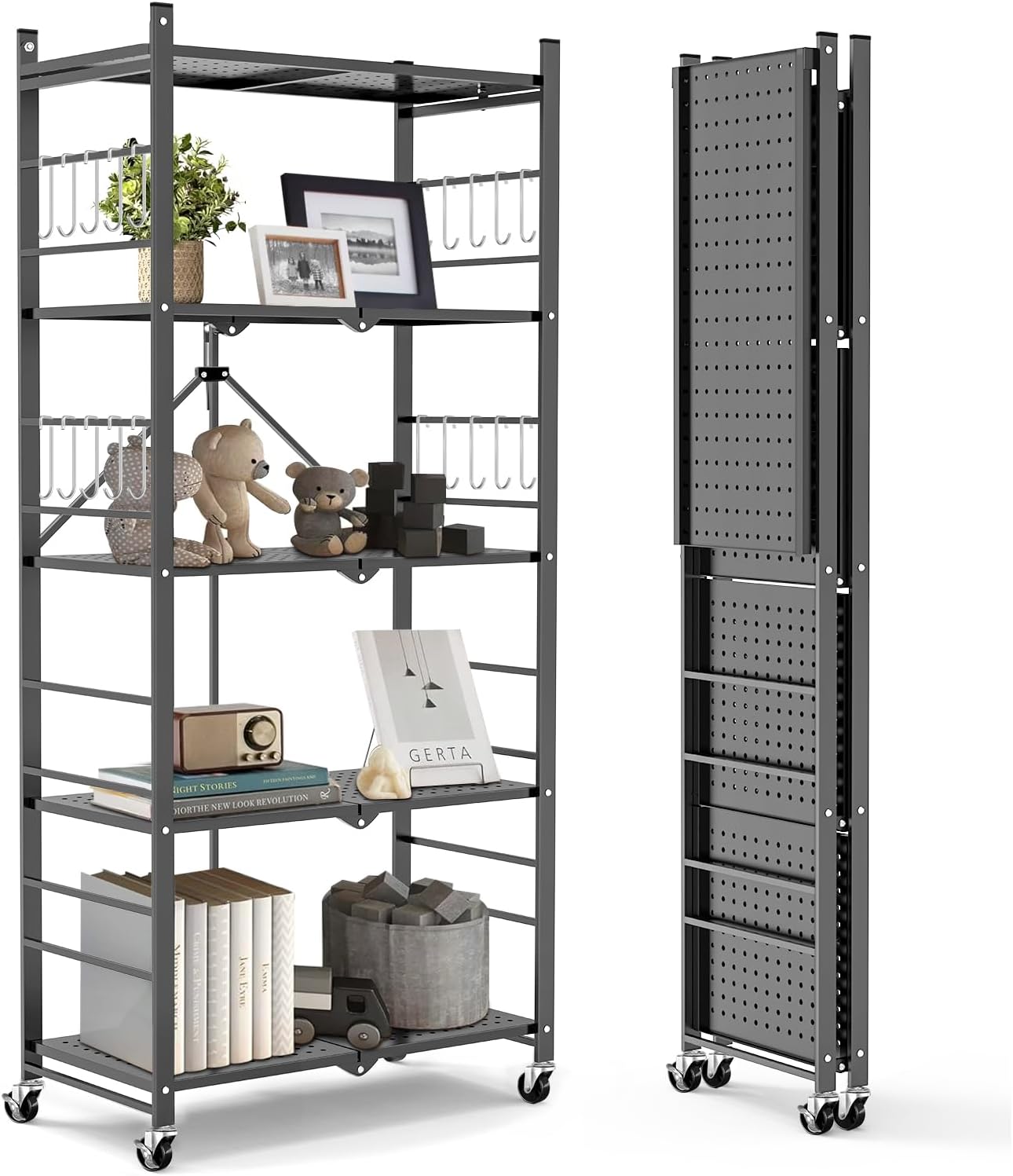 Amazon.com: Himix 4-Tier Foldable Shelves + 5-Tier Foldable Vendor ...