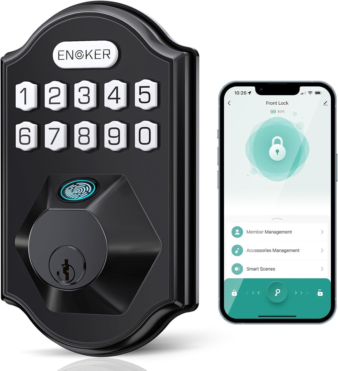 Smart Deadbolt Fingerprint Door Lock - ENOKER 5 in 1 Keyless Entry Door ...