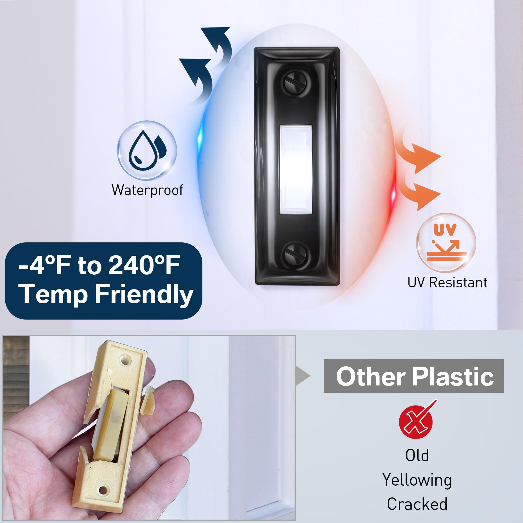 Snapklik.com : Dreyoo Metal Doorbell Push Button, Heavy Duty Metal Door ...