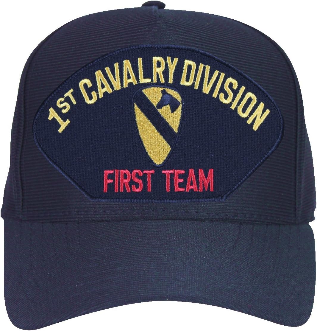 Amazon.com: 1st Cavalry Division 'First Team' Ball Cap with Custom Back ...