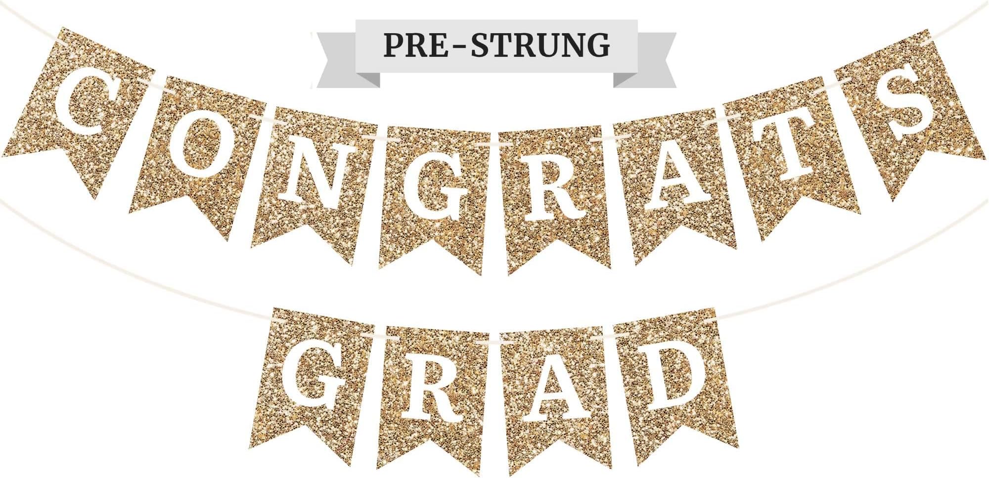 Amazon.com: We are So Proud of You Banner Gold Glitter Congratulations ...