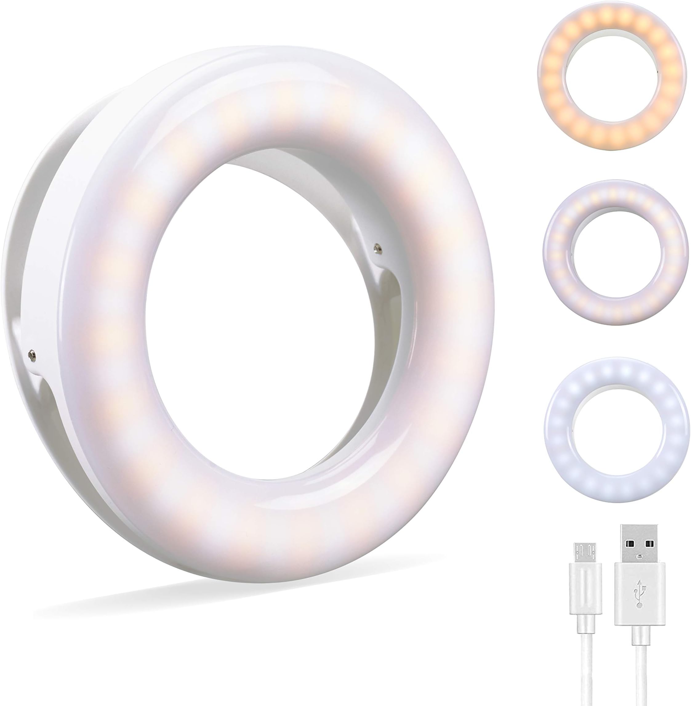 Amazon.com: Oternal Ring Light, Rechargeable Portable Clip-on Selfie ...